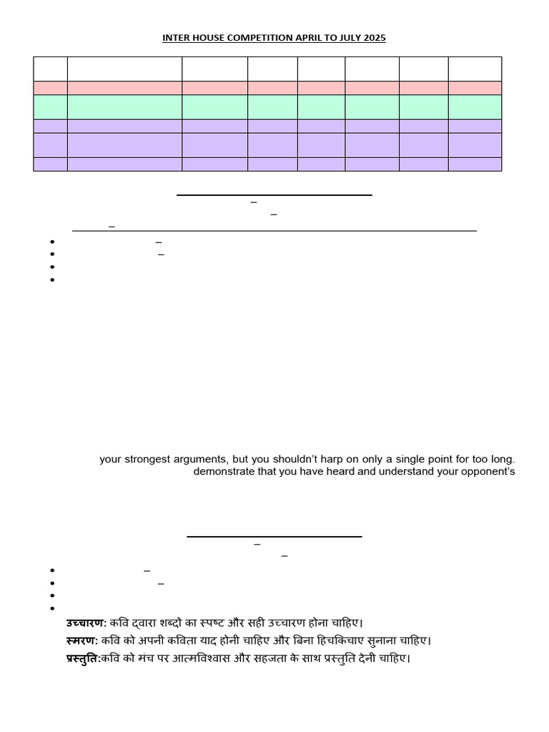 Inter-House Competitions 2025 Schedule | PDF | Human Communication