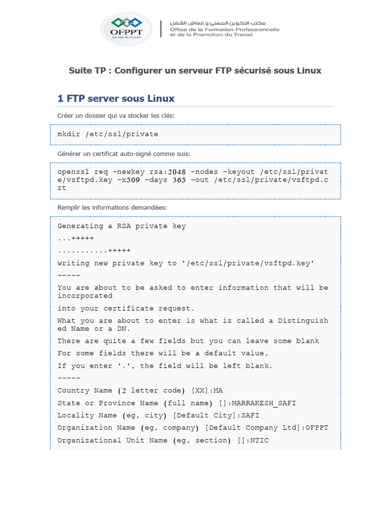 TP2 Configurer Un Serveur FTP Securisé Sous Linux | PDF