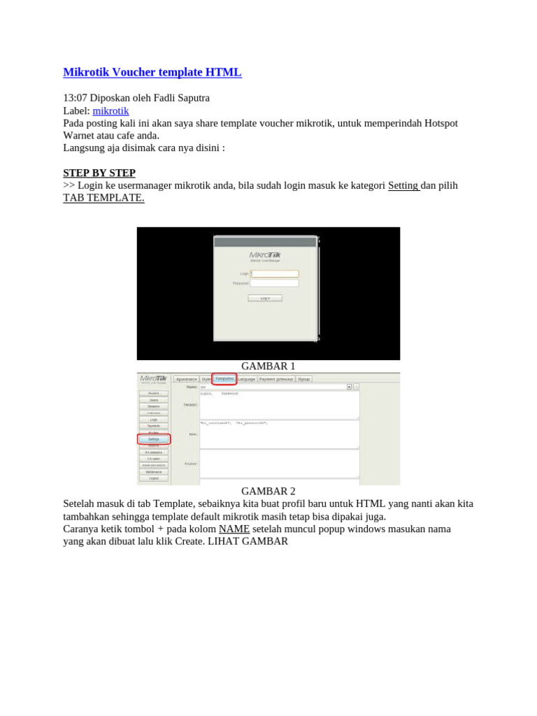 Mikrotik Voucher Template HTML | PDF