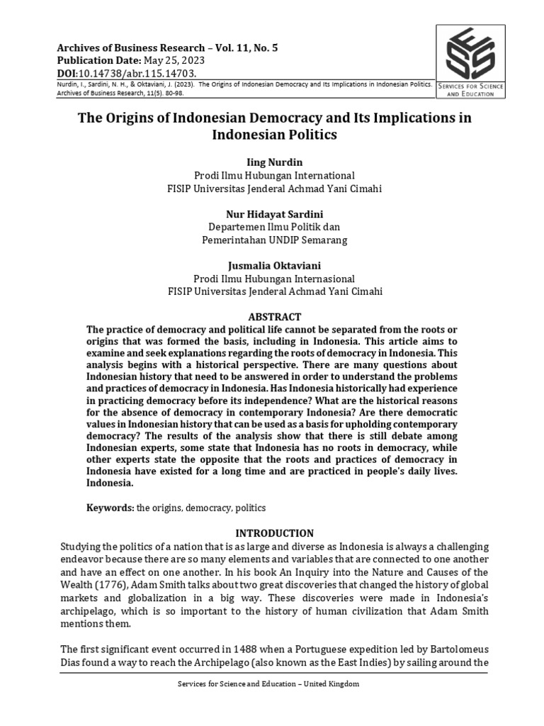 The Origins of Indonesian Democracy and | PDF | Indonesia | Democracy