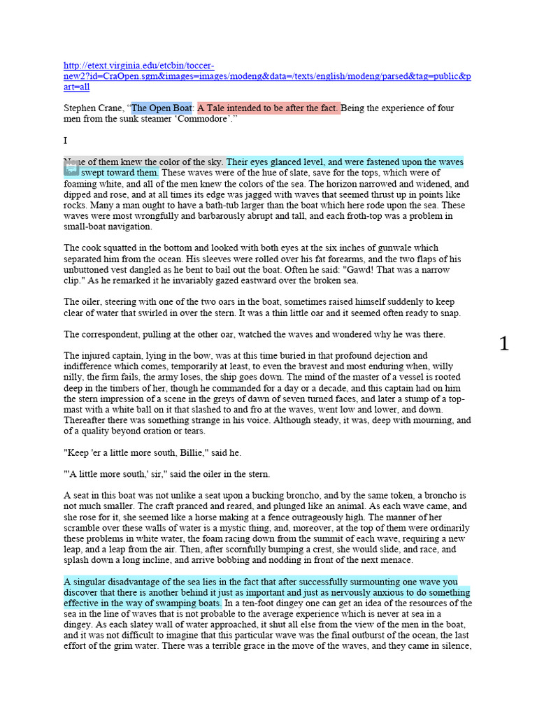 1b - S.Crane - The Open Boat | PDF