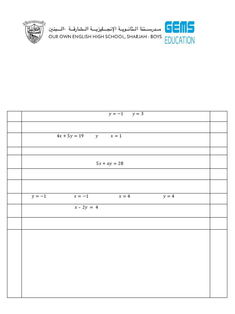 Linear Equations in Two Variables Quiz | PDF | Equations | Cartesian ...