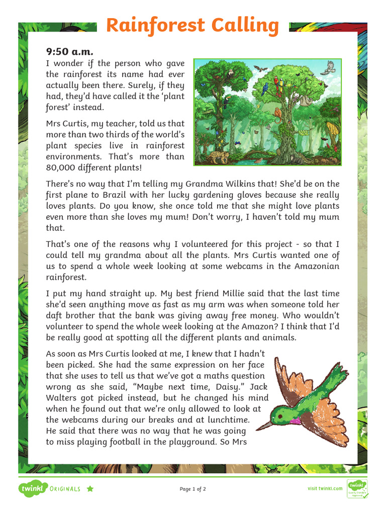 Rainforest Calling Comprehension Guide | PDF | Amazon Rainforest