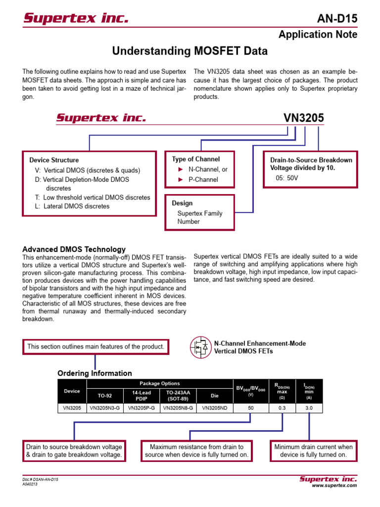 Application Note D15 Supertex Understanding MOSFET Data | PDF | Mosfet ...
