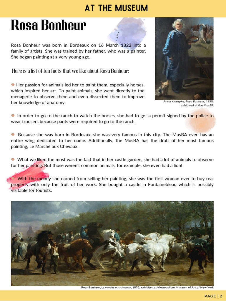 G2 Article Rosa Bonheur + Autres Femmes Artistes | PDF | Paintings ...