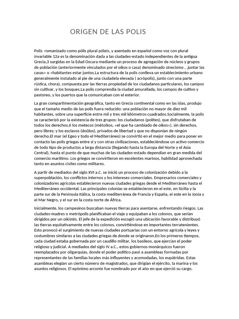 Origen de Las Polis | PDF