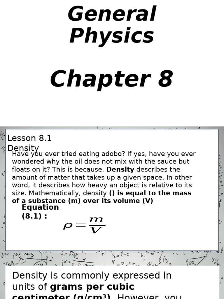 General Physics Chapter 8 | PDF | Buoyancy | Pressure