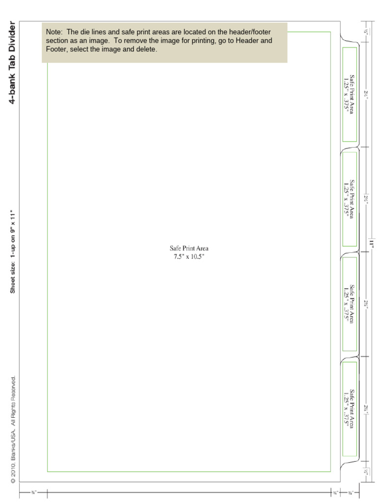 4 Bank Tab Divider Template | PDF