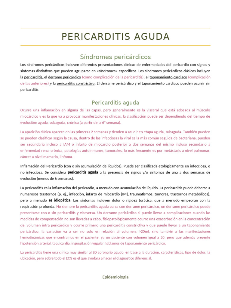 Pericarditis Aguda: Causas y Diagnóstico | PDF | Insuficiencia cardíaca ...