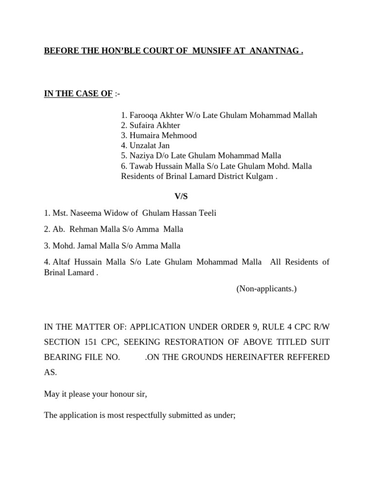 Altaf Malla Restoration | PDF | Lawsuit | Justice