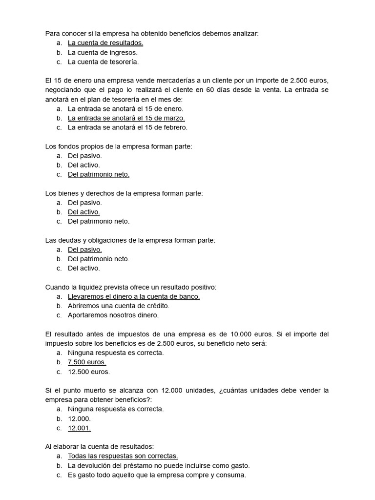 Cuestionario Tema 5 Eie | PDF | Hoja de balance | Business