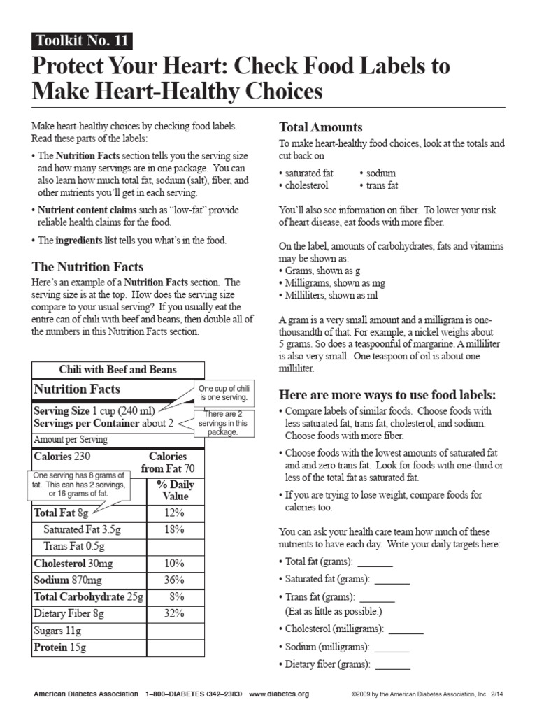 Check_Food_Labels_to_Make_Heart_Healthy_Choices | PDF | Fat | Nutrition ...