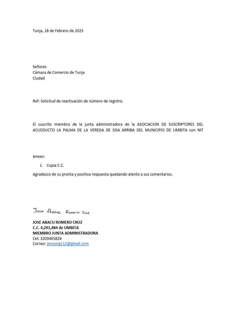 Solicitud de Reactivacion | PDF