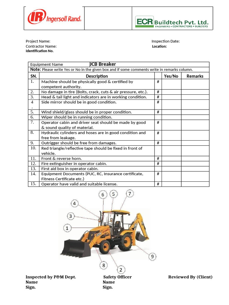 HSE Inspection checklist | PDF | Electrical Connector | Crane (Machine)