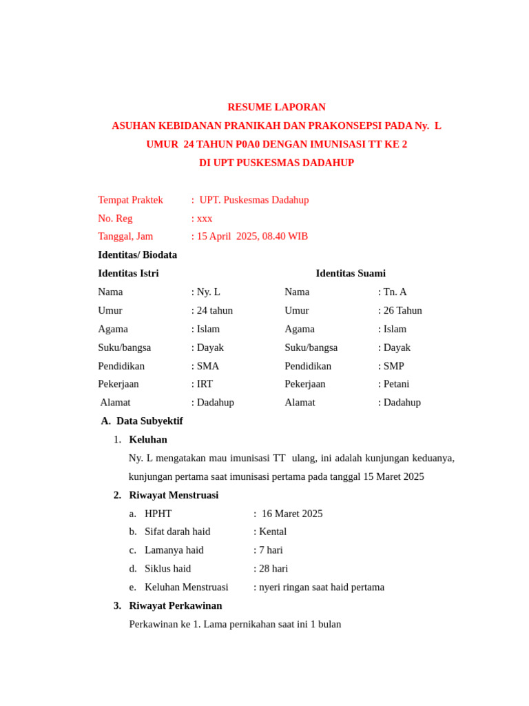 RESUME LAPORAN Pranikah | PDF
