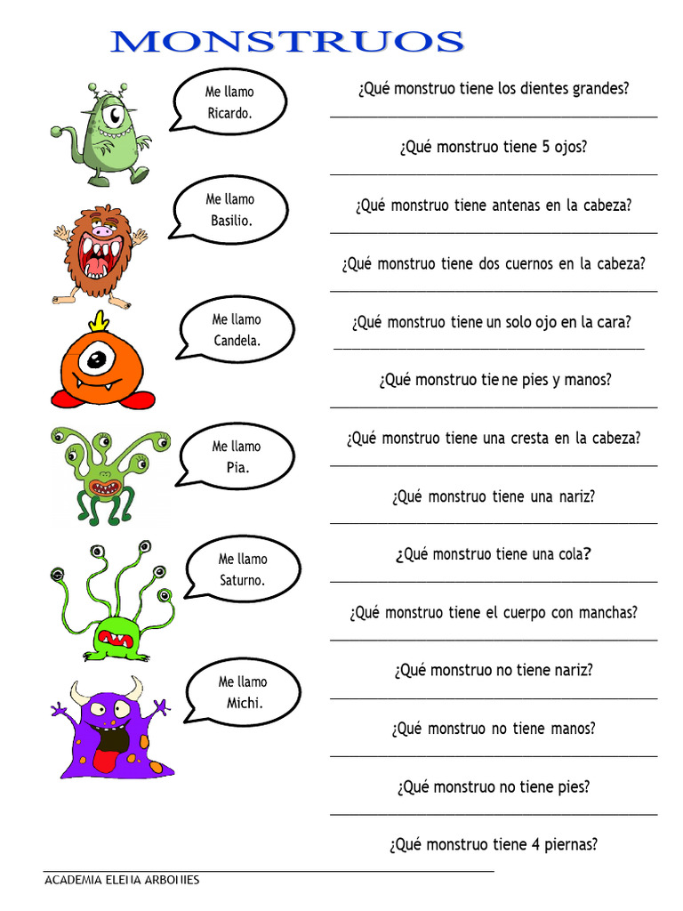 Los Monstruos y Las Partes Del Cuerpo | PDF