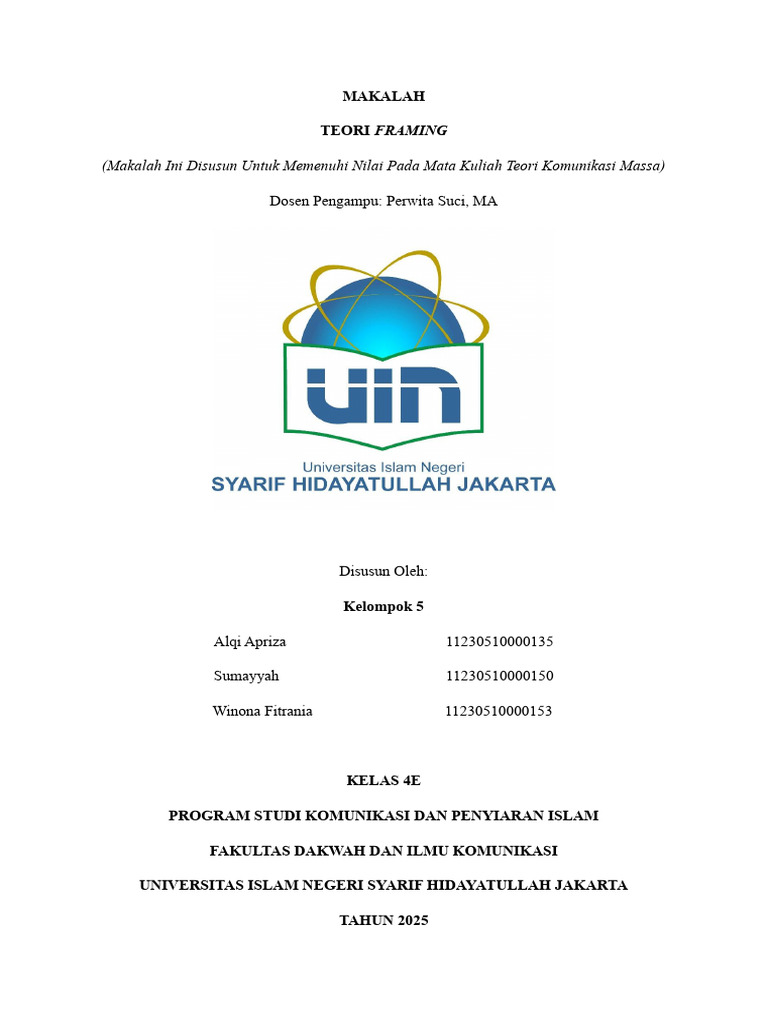 Definisi Dan Elemen Teori Framing Pdf
