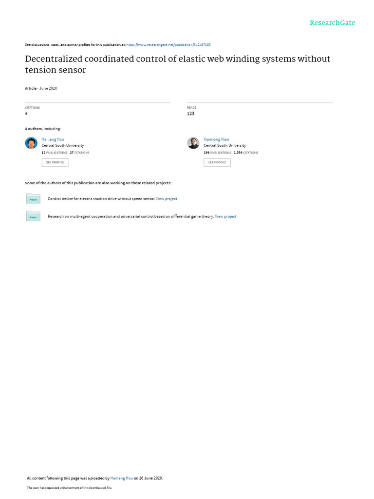 Decentralized Coordinated Control of Elastic Web Winding Systems ...