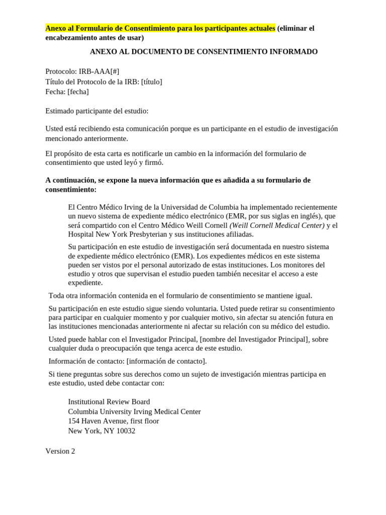 Consent Form Addendum - Active Participants in Epic-Linked Studies V2 ...