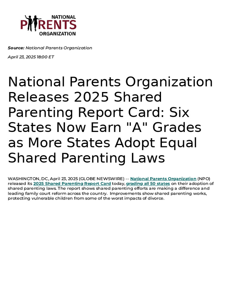 National Parents Organization Releases 2025 | PDF | Family Law | Life ...