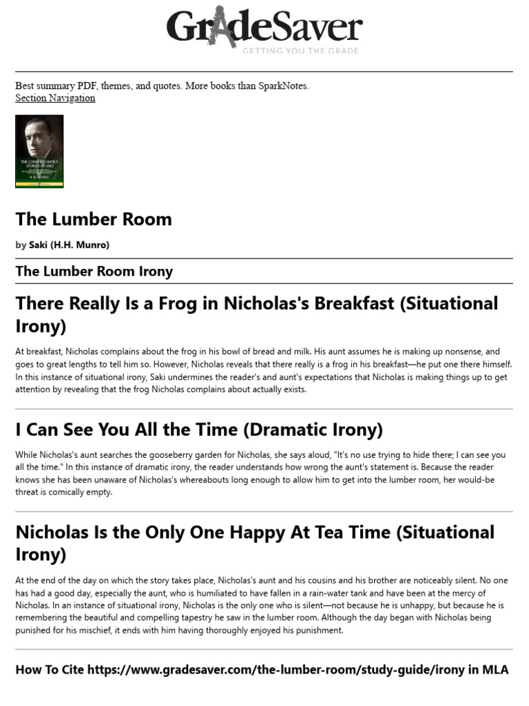 The Lumber Room Irony _ GradeSaver | PDF