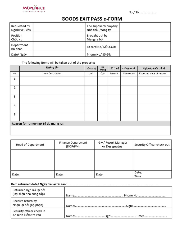 Goods Exit Pass E-Form (New Template 2025) | PDF