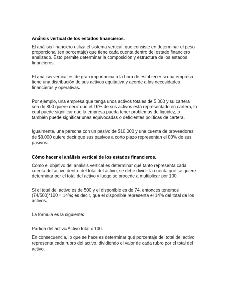 Análisis vertical y horizontal | PDF | Porcentaje | Economias