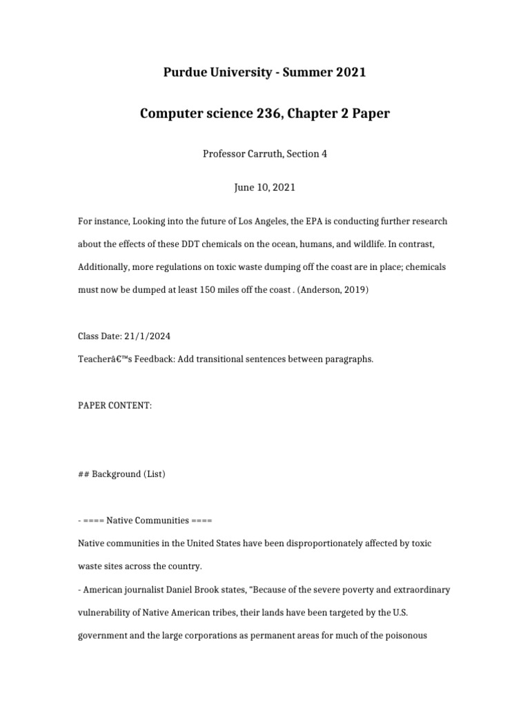 COMPUTER_SCIENCE_236_CHAPTER_2_PAPER | PDF | Environment | Waste
