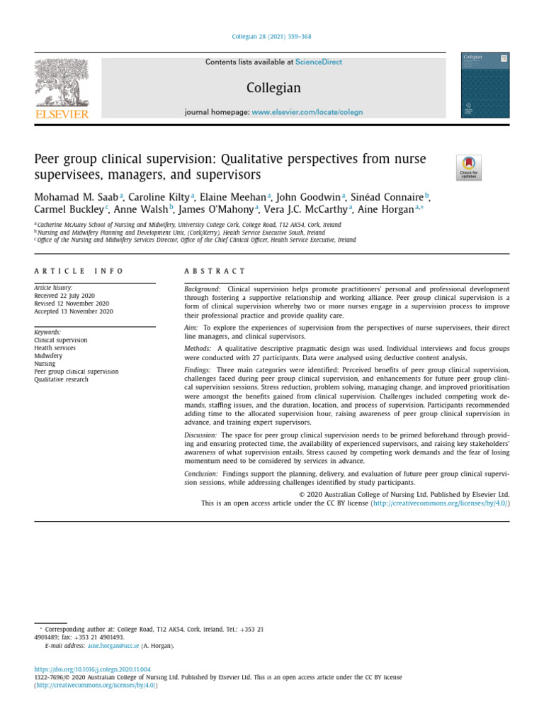 4 - Peer Group Clinical Supervision Qualitative Perspectives | PDF ...