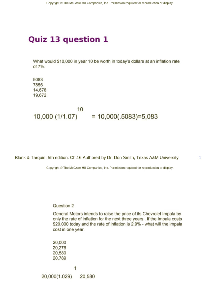Quiz 13 Solutions | PDF