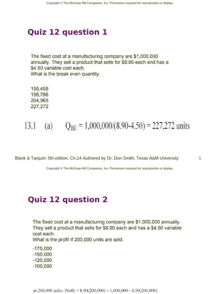 Quiz 12 Solutions | PDF