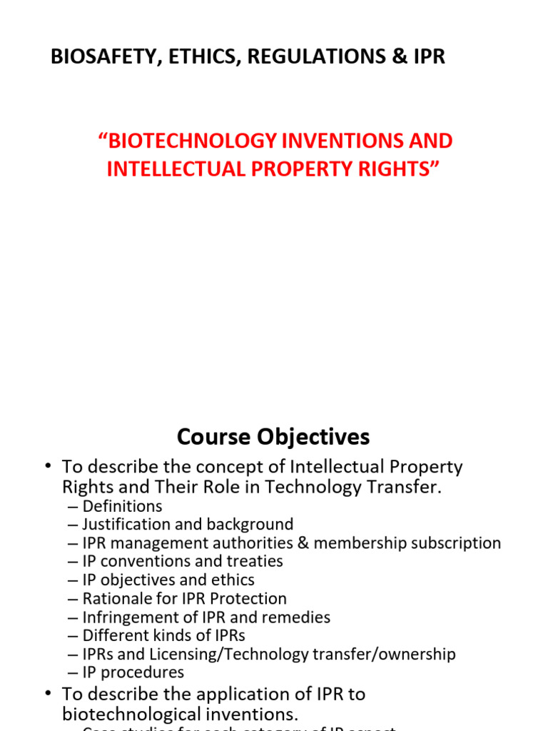 L 13 IPR Lectures Notes Complete2023 | PDF | Intellectual Property | Patent