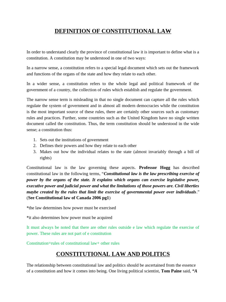Definition and Scope of Constitutional Law | PDF | Constitution | Common Law