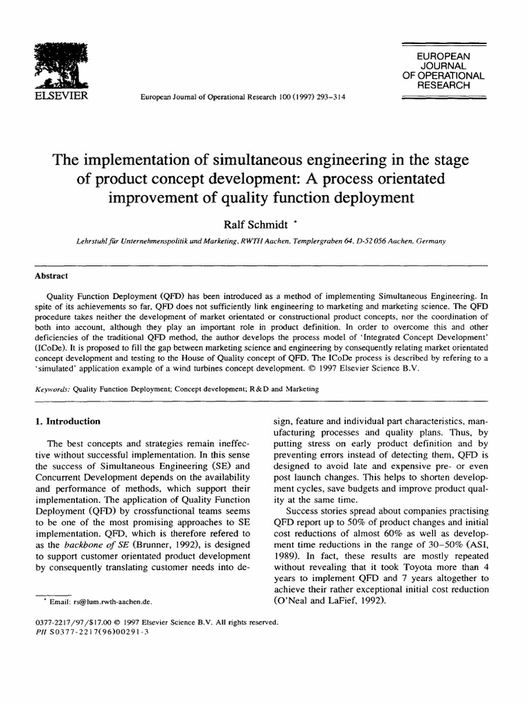 The Implementation of Simultaneous Engineering in the Stage of Product ...