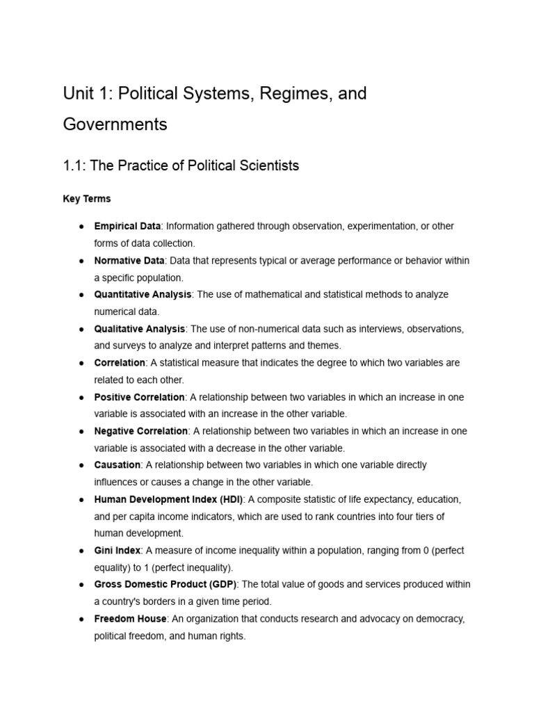 Political Systems and Governance Overview | PDF | Democracy | Political ...