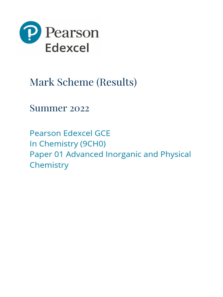 Edexcel A Level Chemistry Paper 1 Mark Scheme | PDF | Intermolecular ...