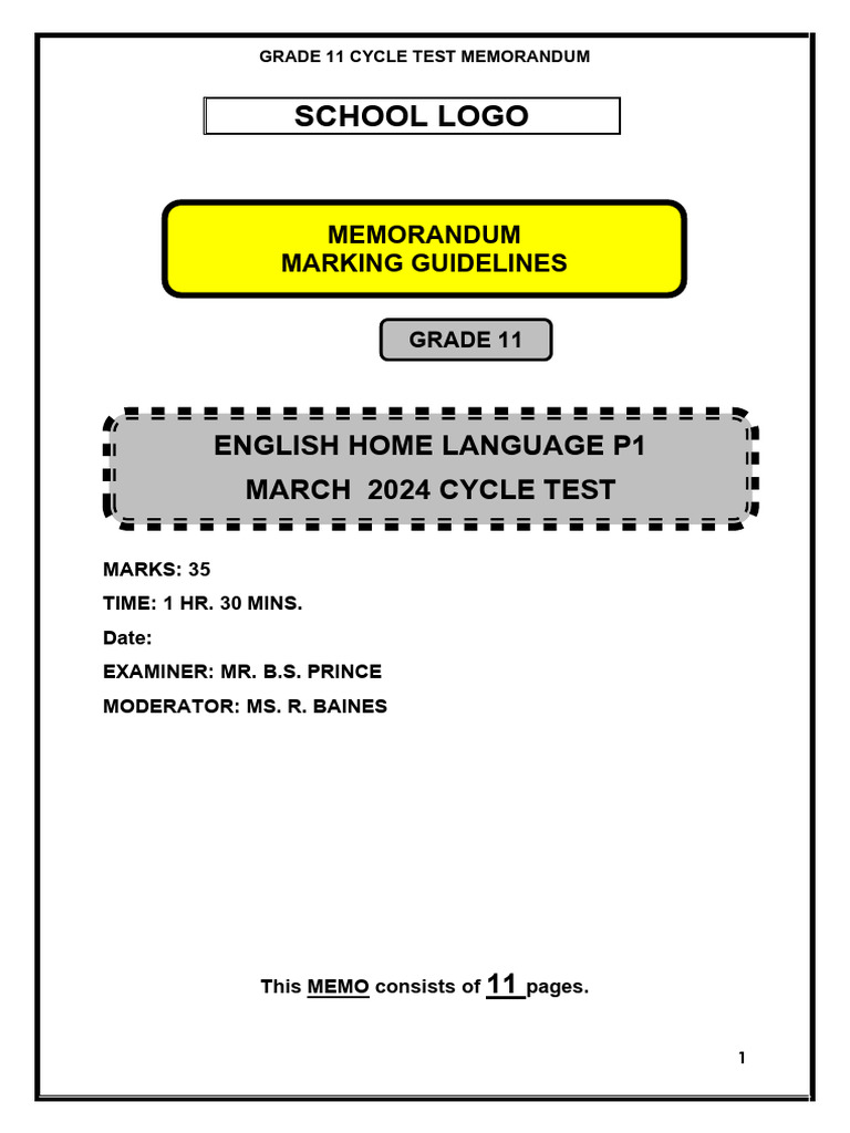 Gr.11 Cycle Test - Memo (March) 2024 (Mod) | PDF | Memorandum | Computing