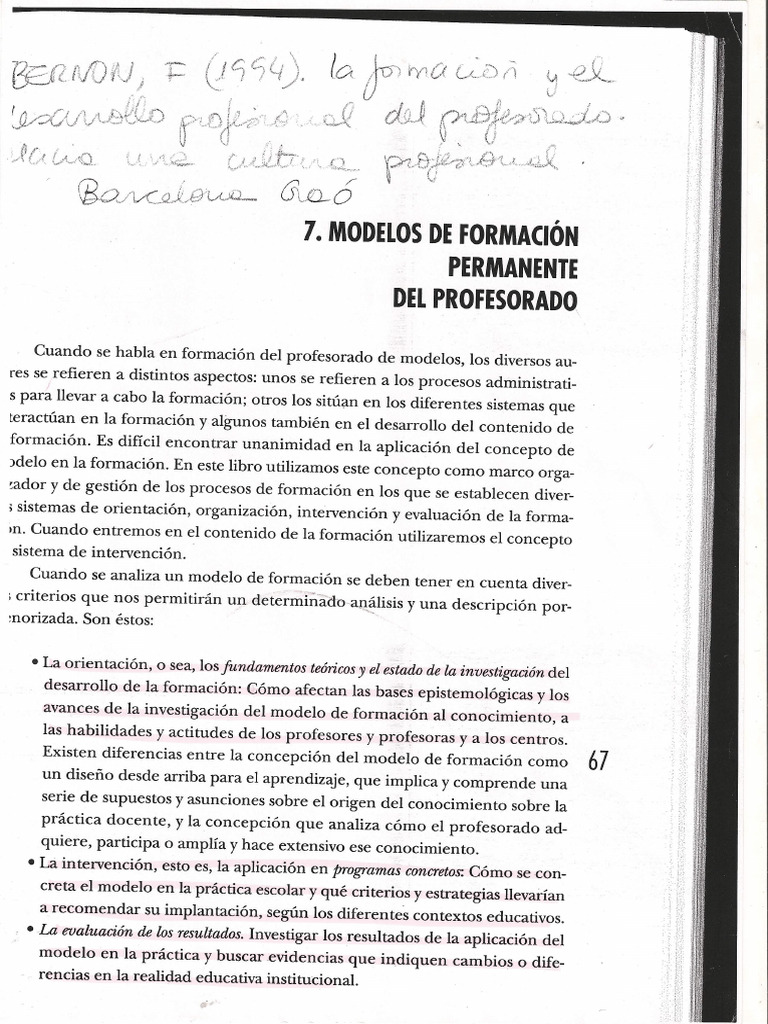 Modelos de Desarrollo Profesional Imbernón | PDF