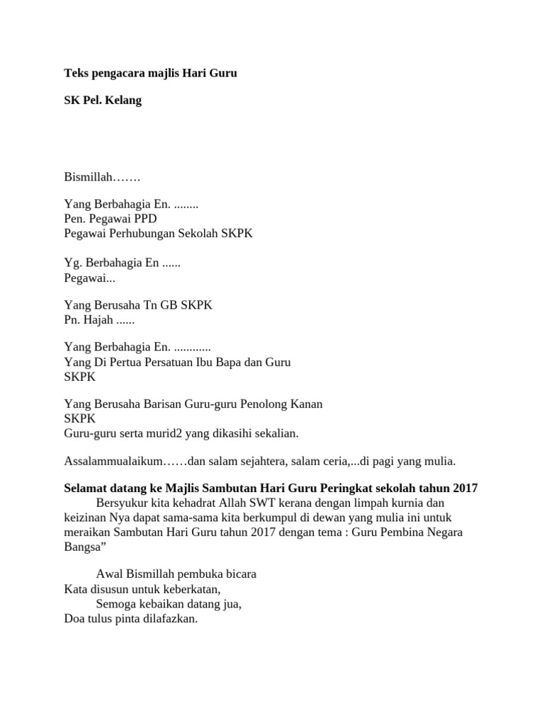 Teks-Pengacara-Majlis-Hari-Guru | PDF