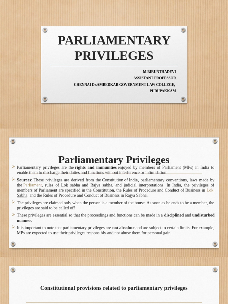 Understanding Parliamentary Privileges | PDF | Parliamentary Immunity ...