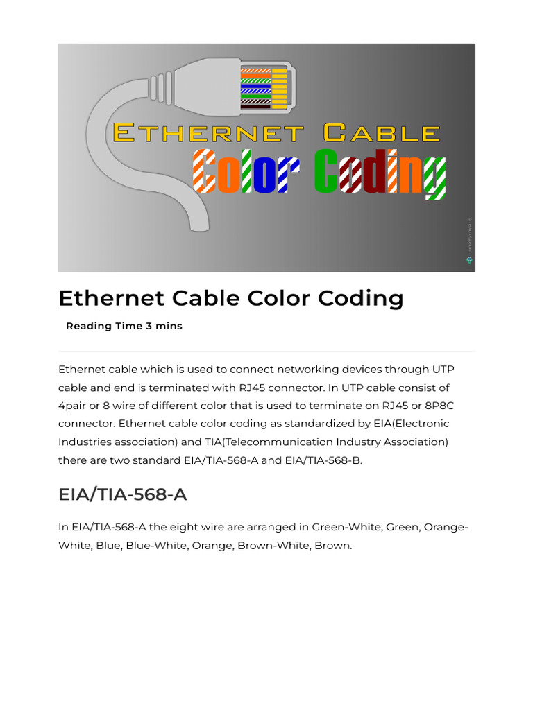 Ethernet Cable Color Coding - NetworkByte | PDF | Telecommunications ...