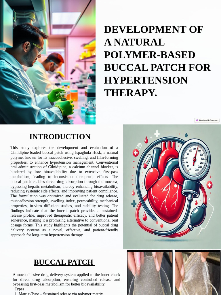 Clinidipine for Hypertension Poly Herbal Polymer Buccal Patches | PDF ...