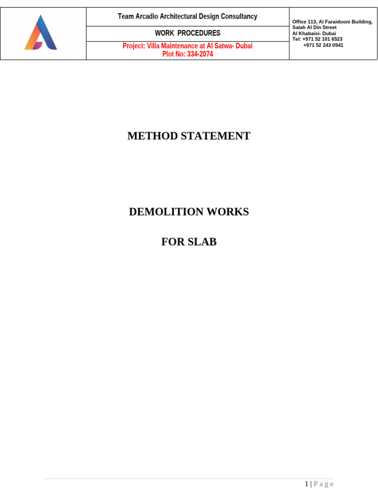 Method Statement Demolition | PDF | Demolition | Building Technology