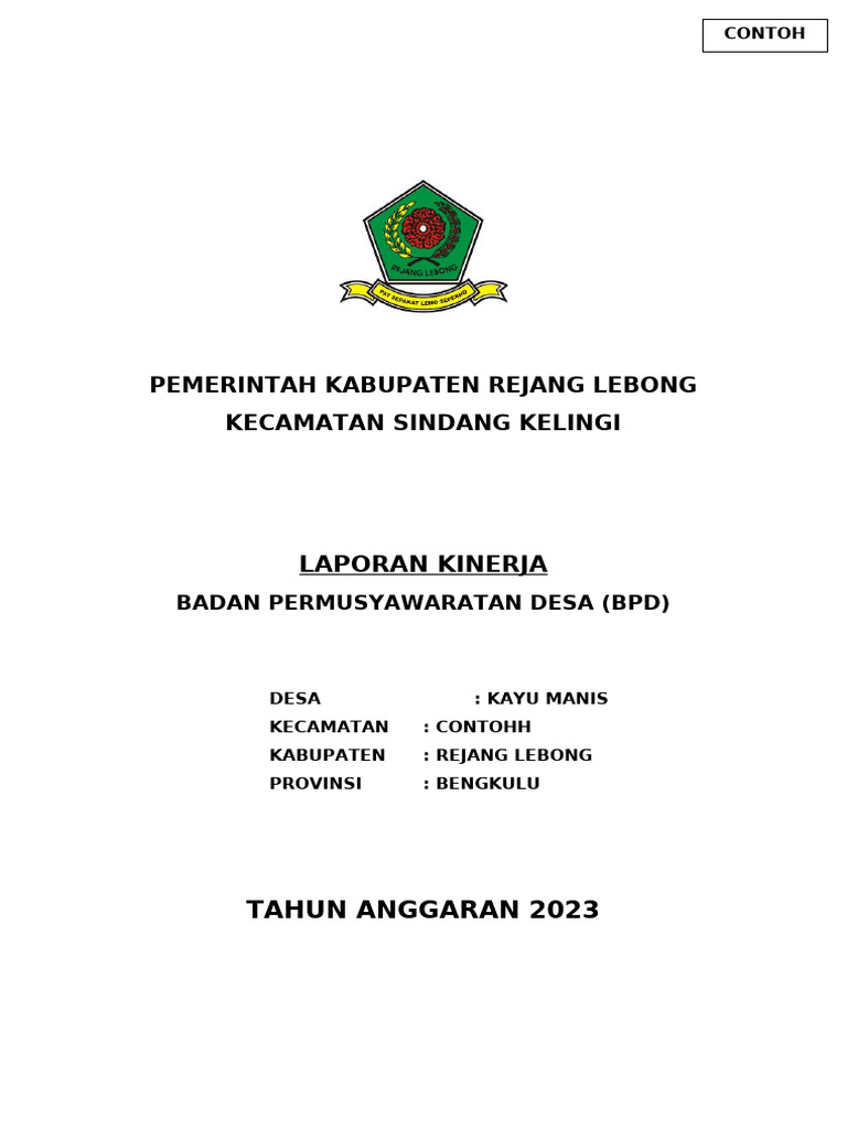 Contoh Laporan Kinerja BPD 2023 | PDF