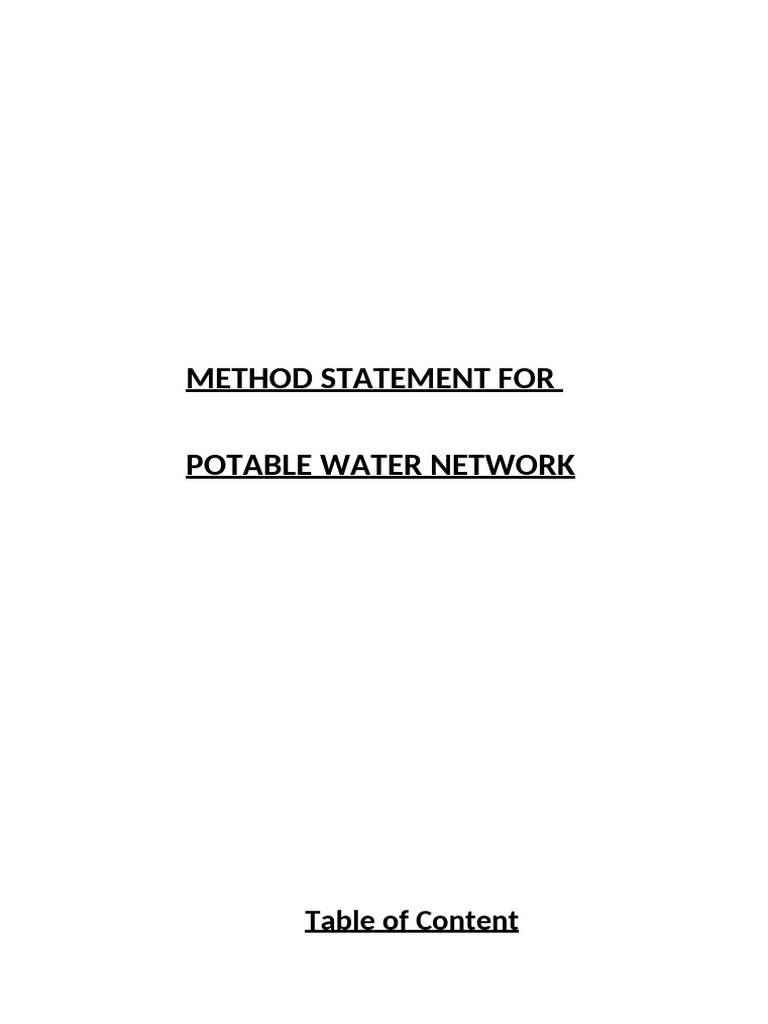 1.0 Method Statement For Potable Water 21.05.2024 | PDF | Pipe (Fluid Conveyance) | Safety
