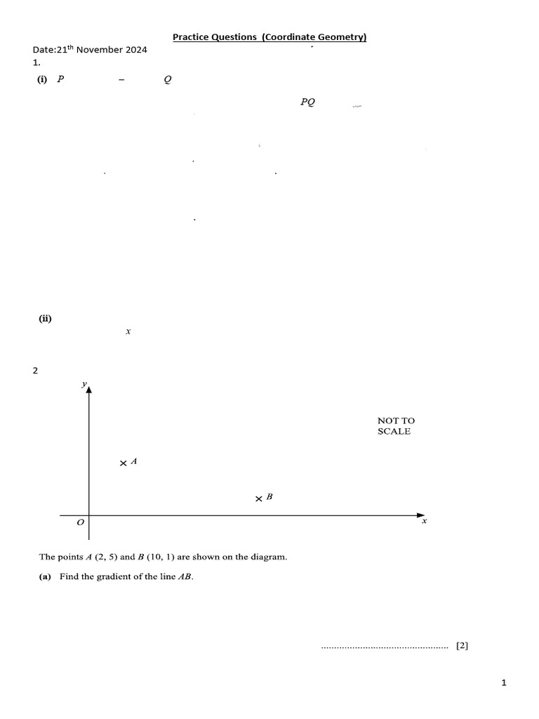 Practice Worksheet-2 Coordinate Geometry | PDF | Cartesian Coordinate ...