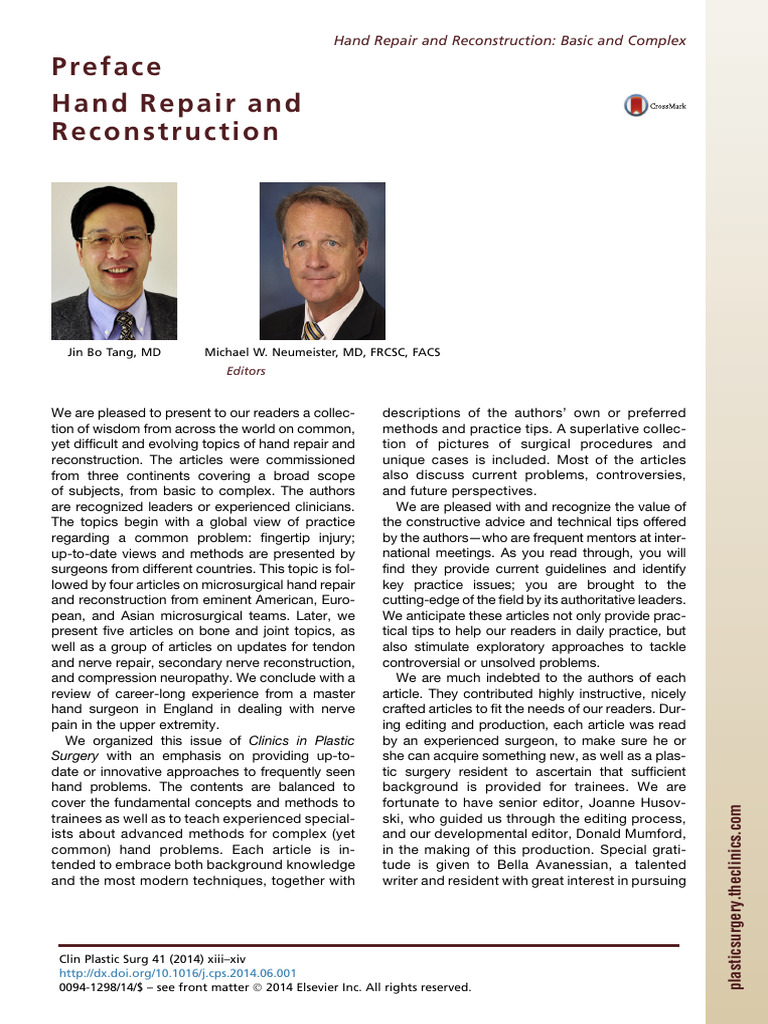 Hand Repair and Reconstruction - Cps | PDF | Health Care | Medicine