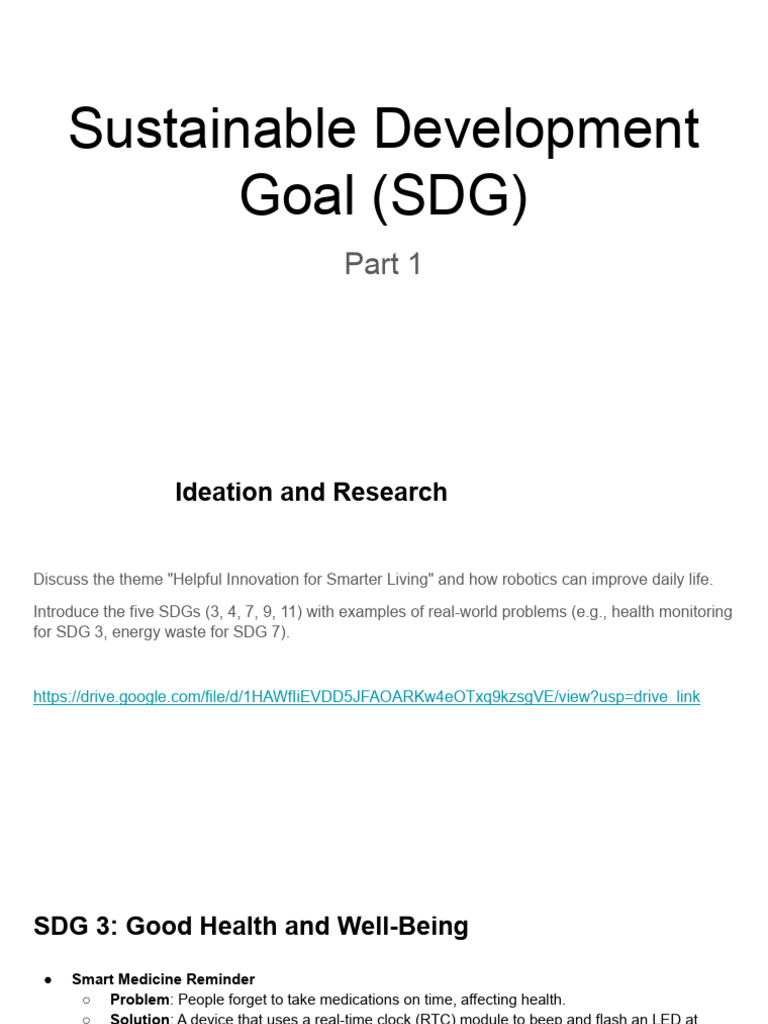 Sustainable Development Goal (SDG) | PDF