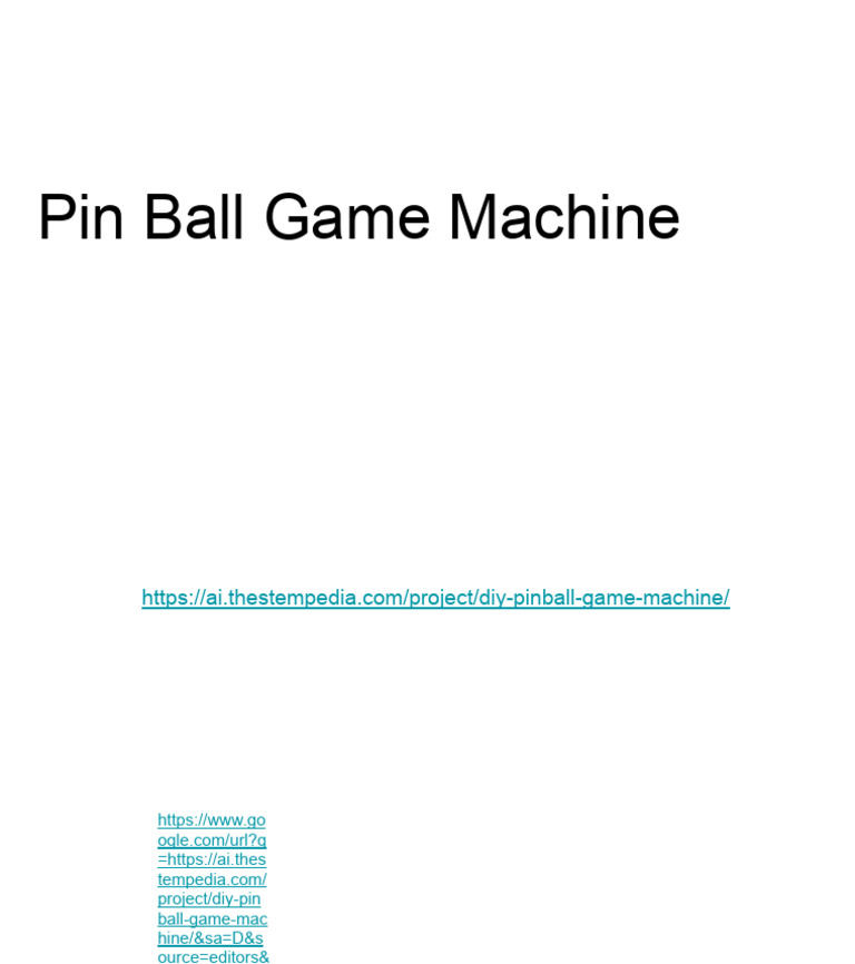 Pin Ball Game Machine | PDF