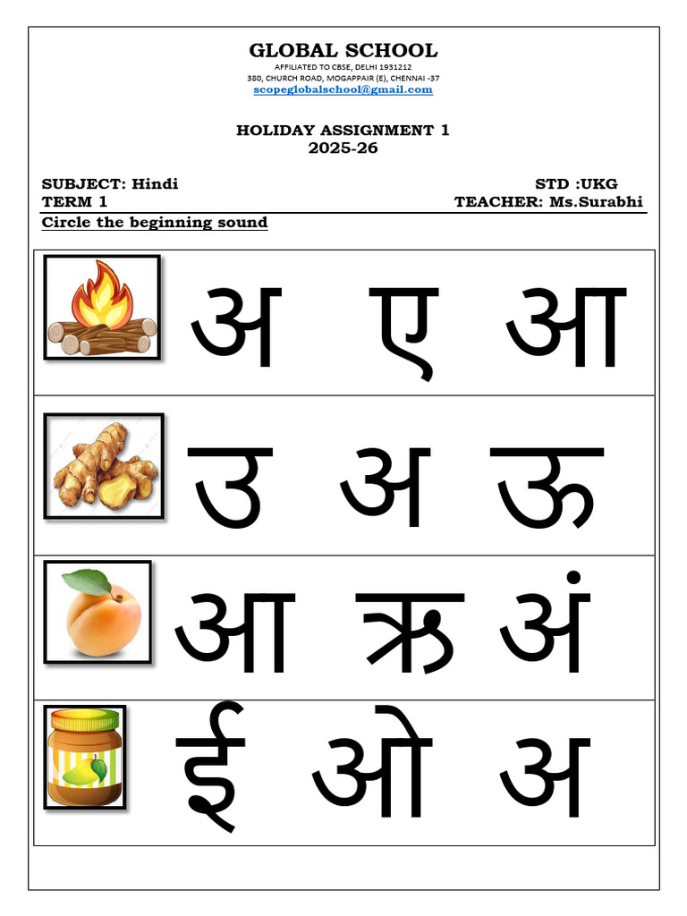 Hindi Holiday Assignment | PDF